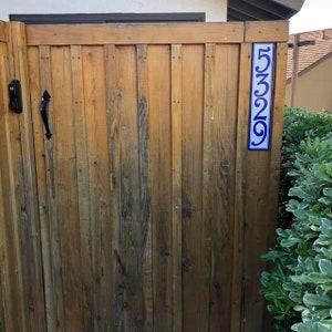 Custom Vertical Porcelain House Number Sign, Fence Post Address Plaque ...