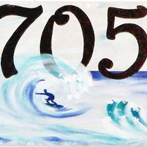 Surf Address Sign Surfing Wave House Numbers Ceramic, Nautical House ...
