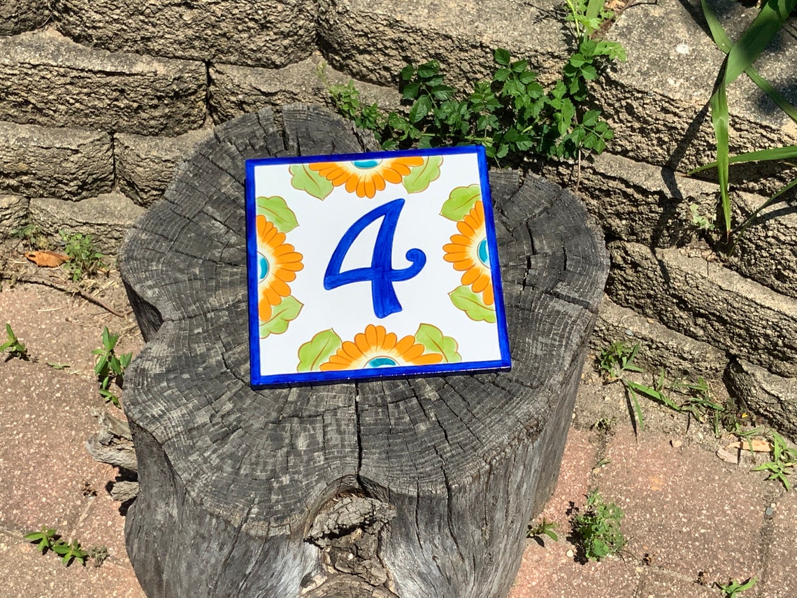 Hand Painted Individual Number Sign Porcelain Sunflower Door | Etsy