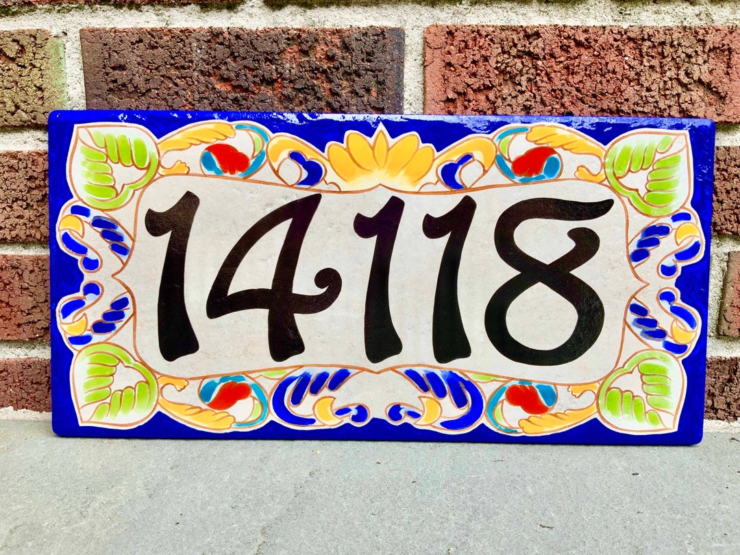 Pretty Cobalt Blue House Numbers Hand Painted on Strong Porcelain Tiles ...
