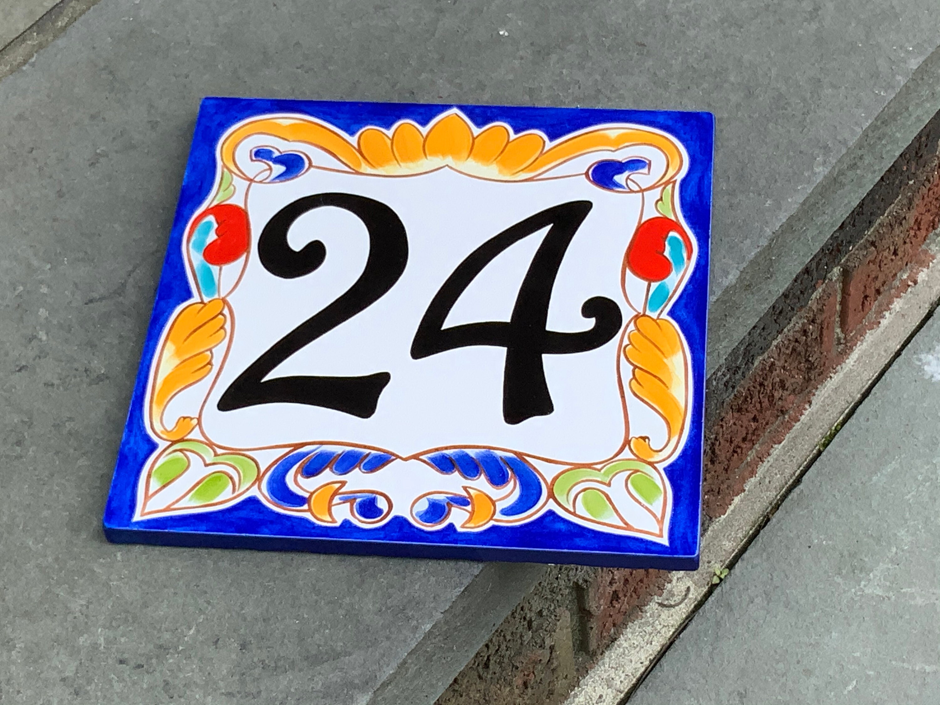 Small house number address plaque hand painted address sign | Etsy