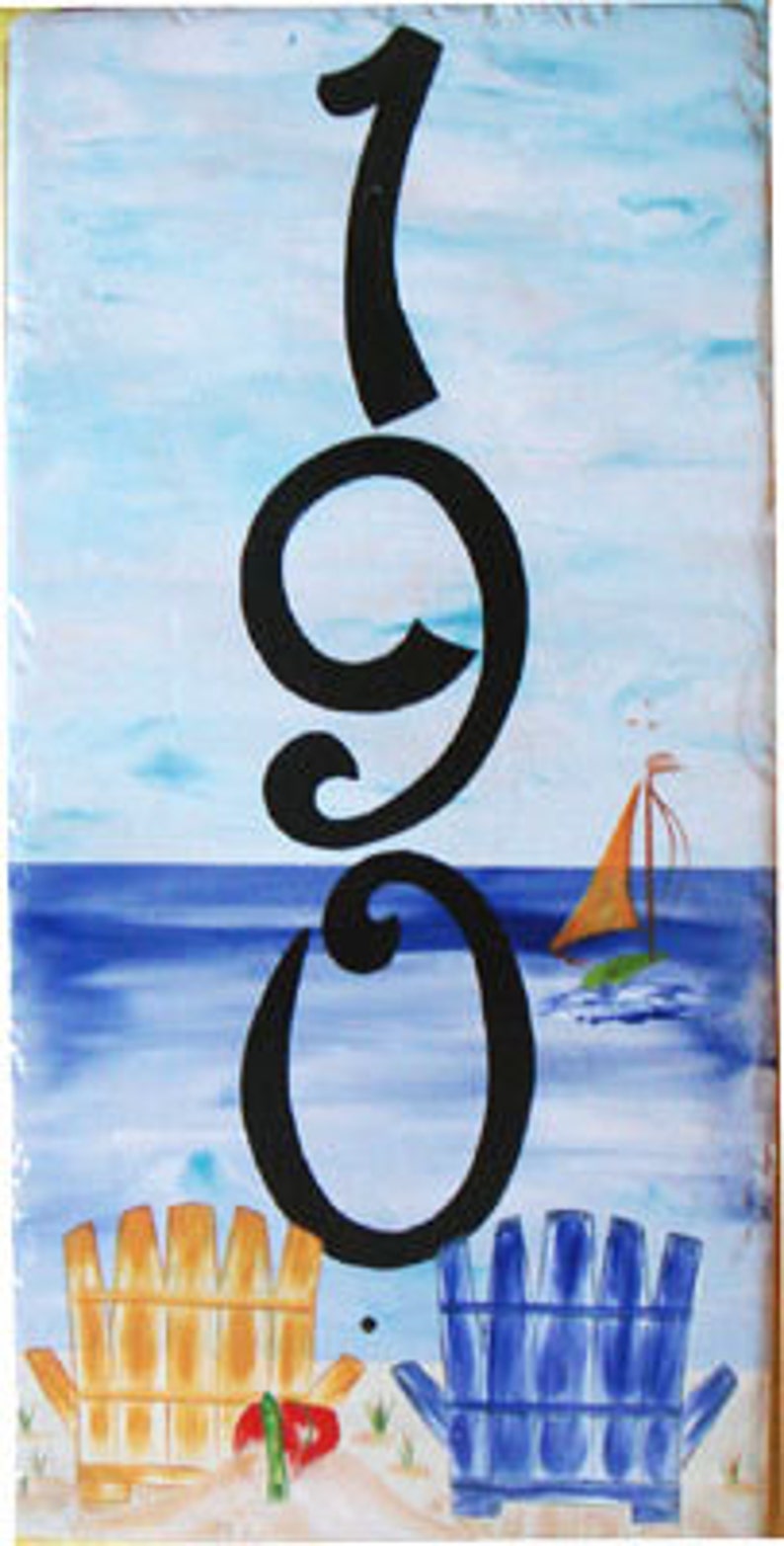 Vertical Beach Numbers Nautical Ocean House Number Plaque - Etsy