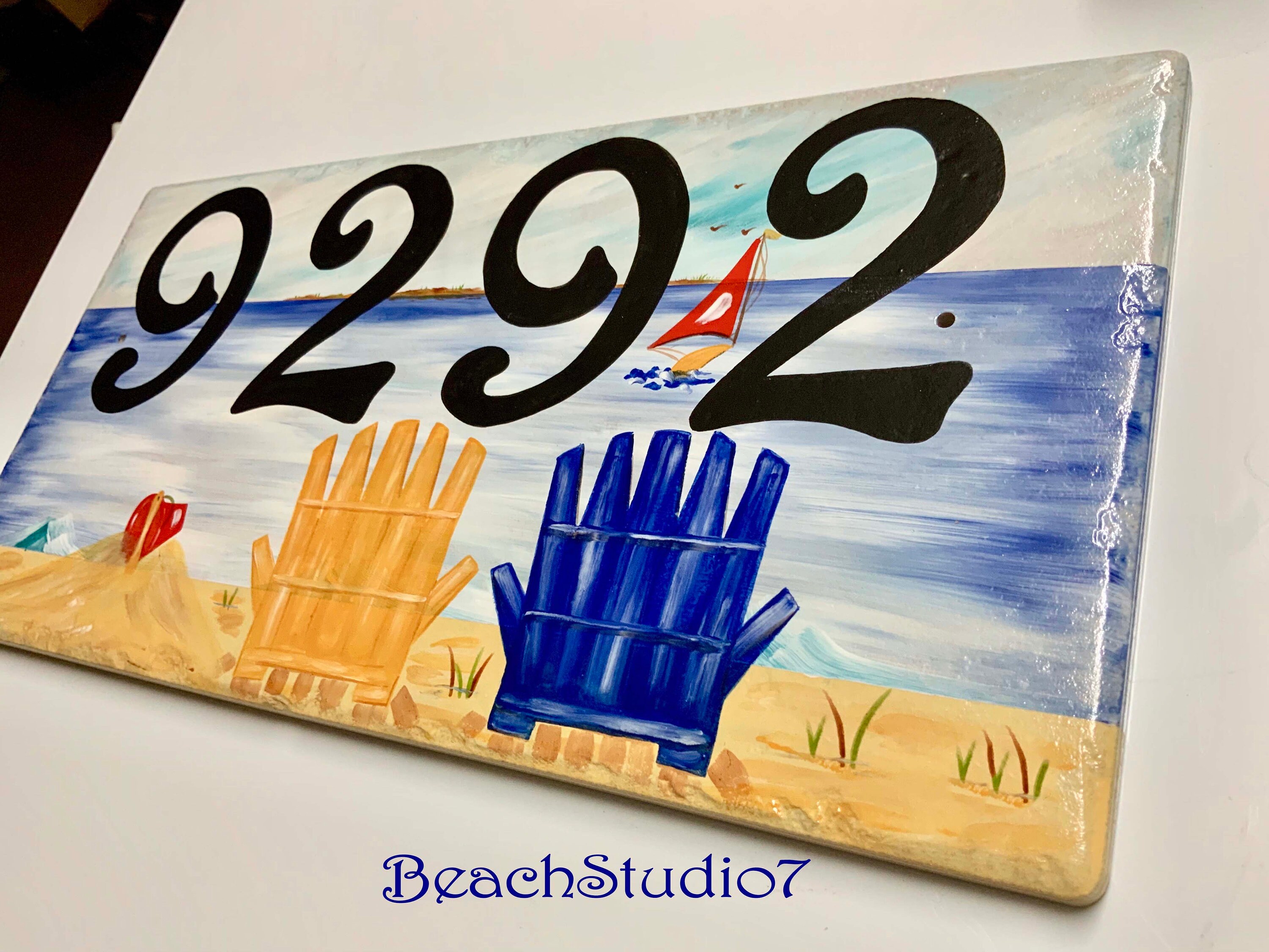 Beach house numbers Tropical Nautical Ocean house Number | Etsy