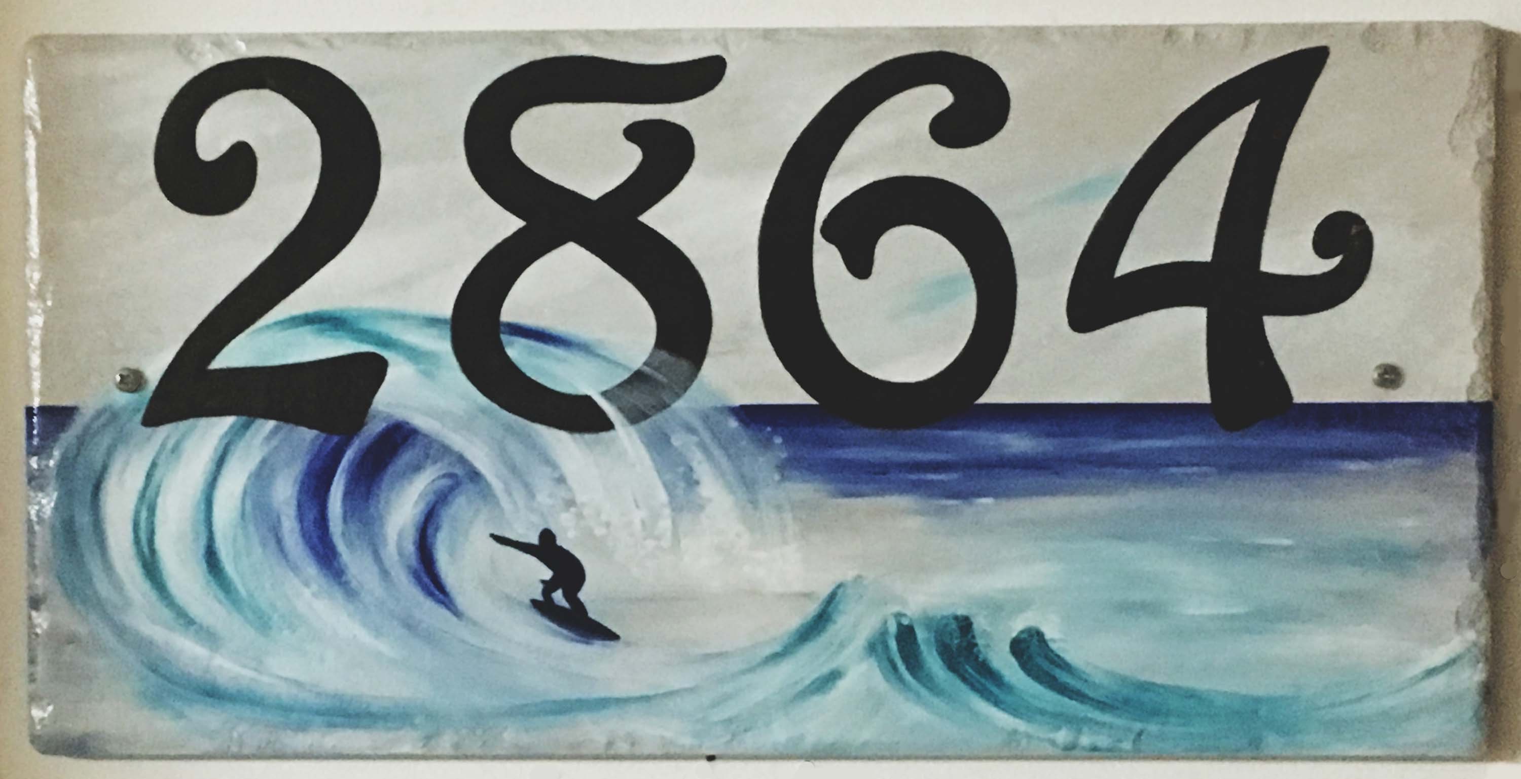 Surf Address Sign Surfing Wave House Numbers Ceramic Nautical - Etsy UK