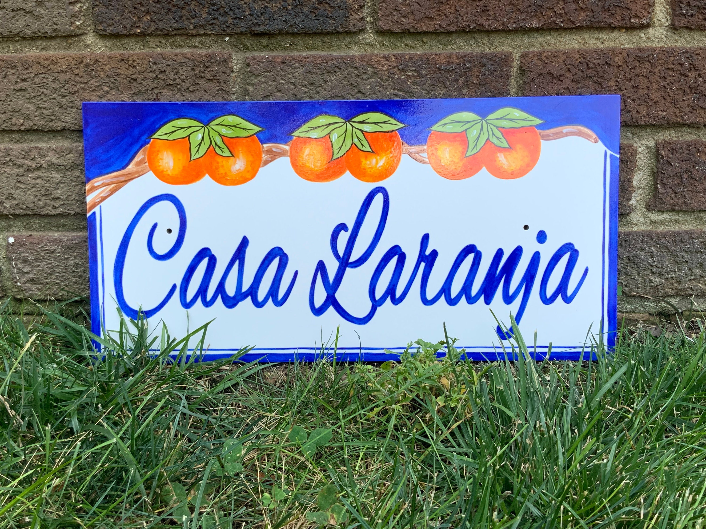 Orange address plaque Welcome house sign Personalized Cobalt | Etsy
