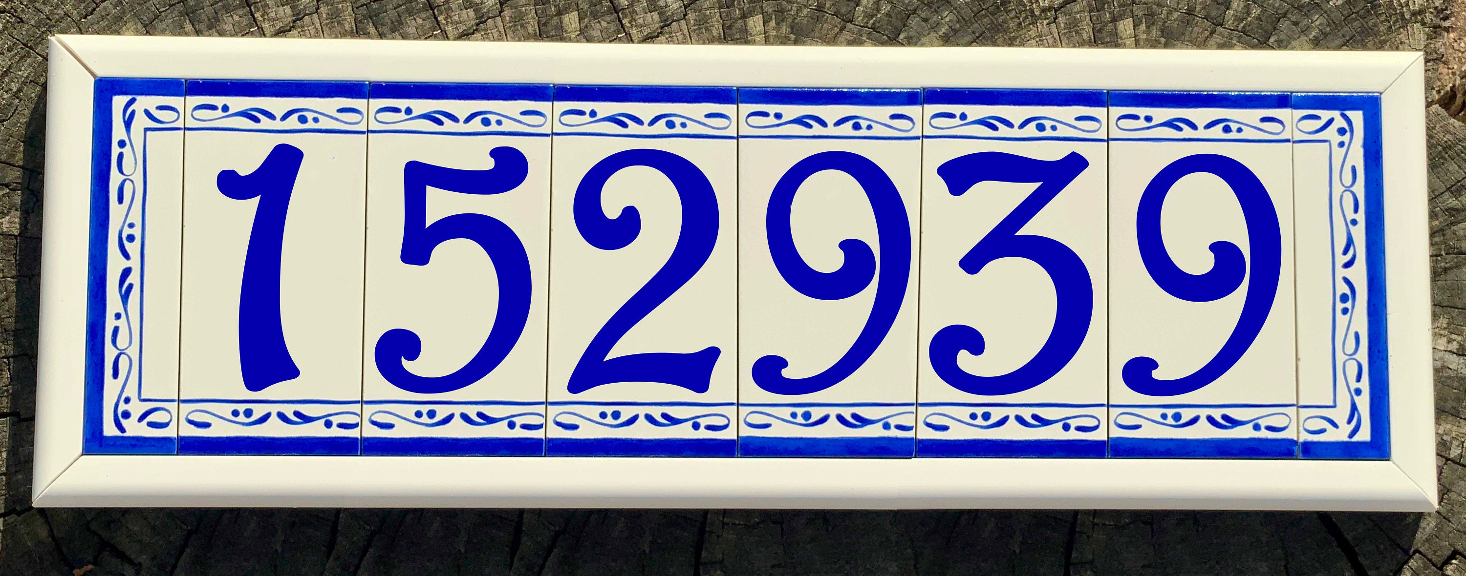 House Numbers With Frame Custom Address Tiles Sign Ceramic | Etsy