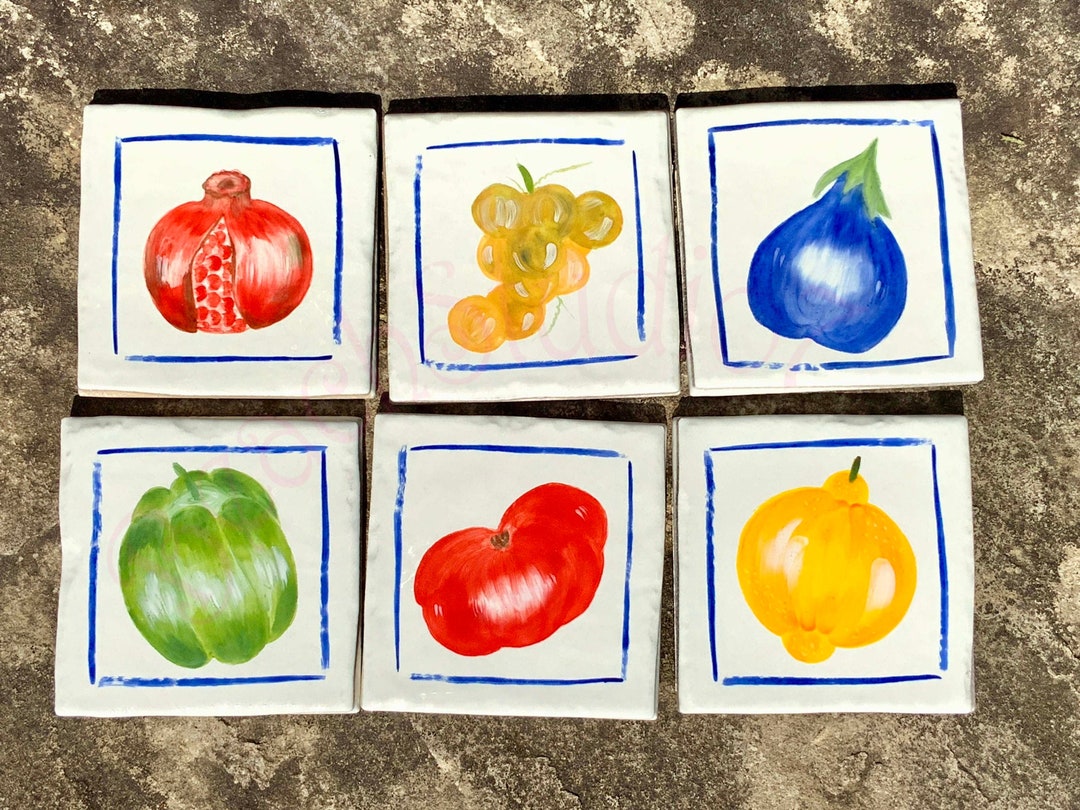 Decorative Tiles for Backsplash, Hand Painted Vegetables and Fruits ...