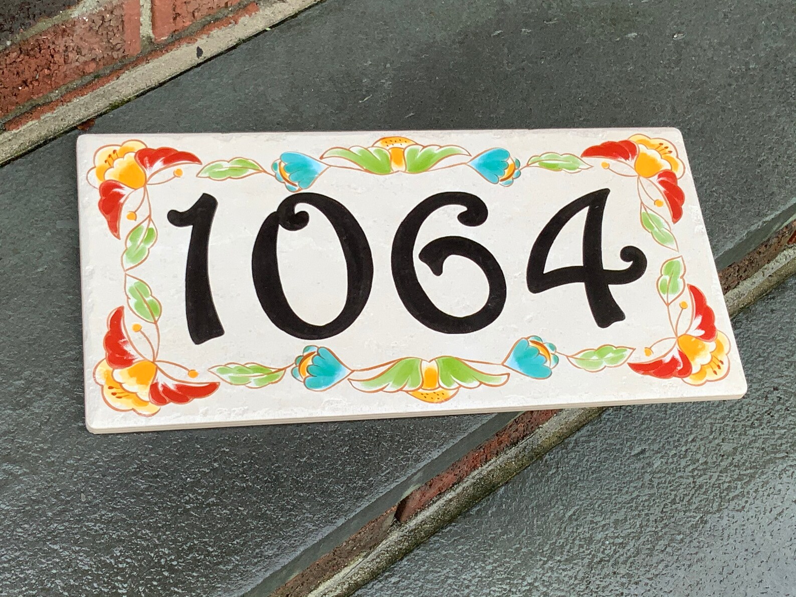 Floral House Number Plaque, House Numbers, Ceramic House Numbers ...