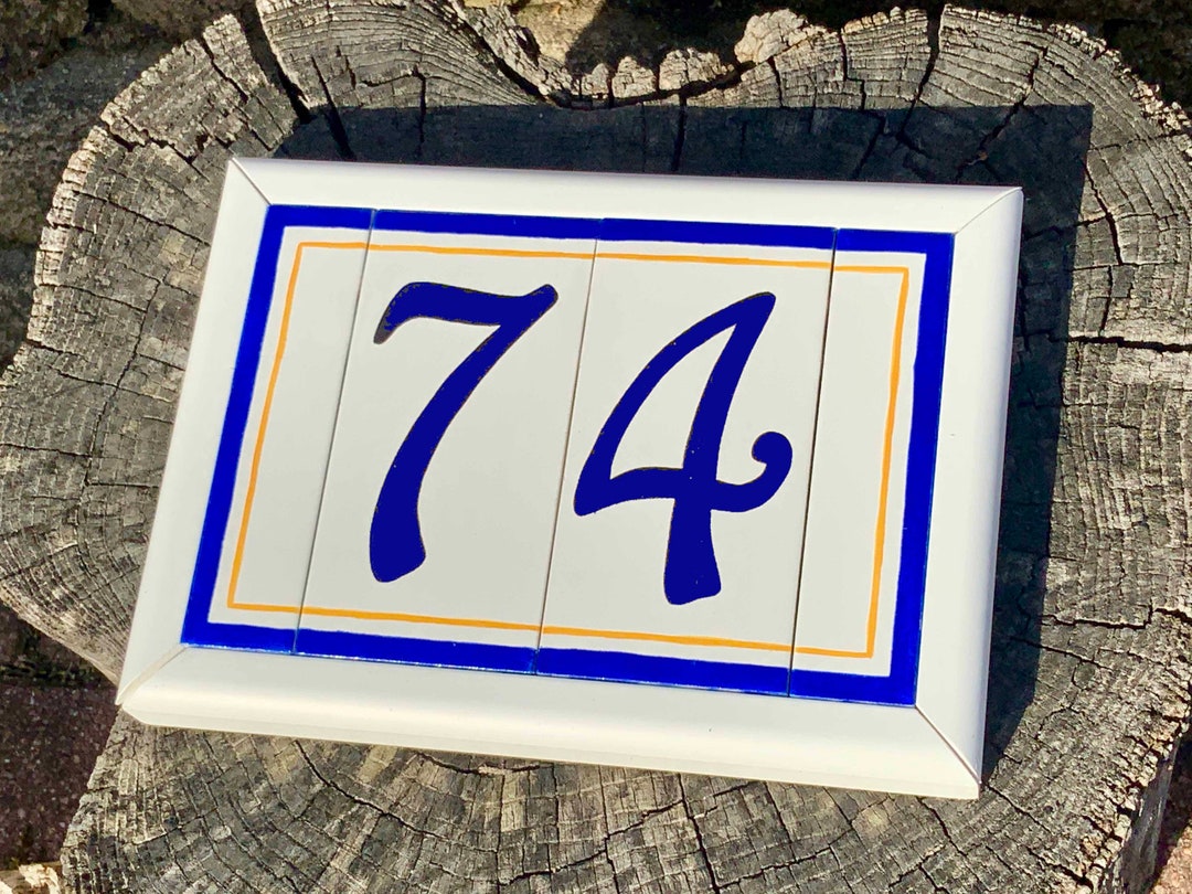 House Numbers With Frame Custom Address Tiles Sign, Ceramic Address ...