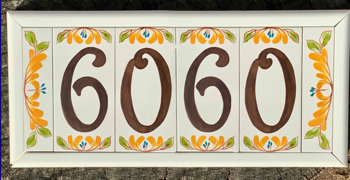 House Numbers With Frame Custom Address Tiles Sign Ceramic | Etsy