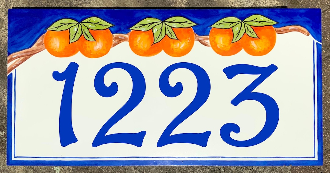 Orange Address Plaque, Welcome House Sign, Personalized Cobalt Blue ...