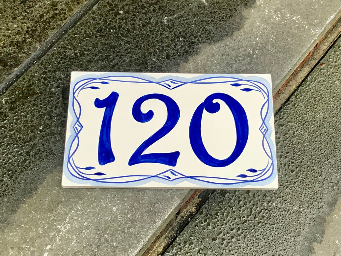Cobalt Blue House Number Plaque Ceramic Hand Painted Address | Etsy