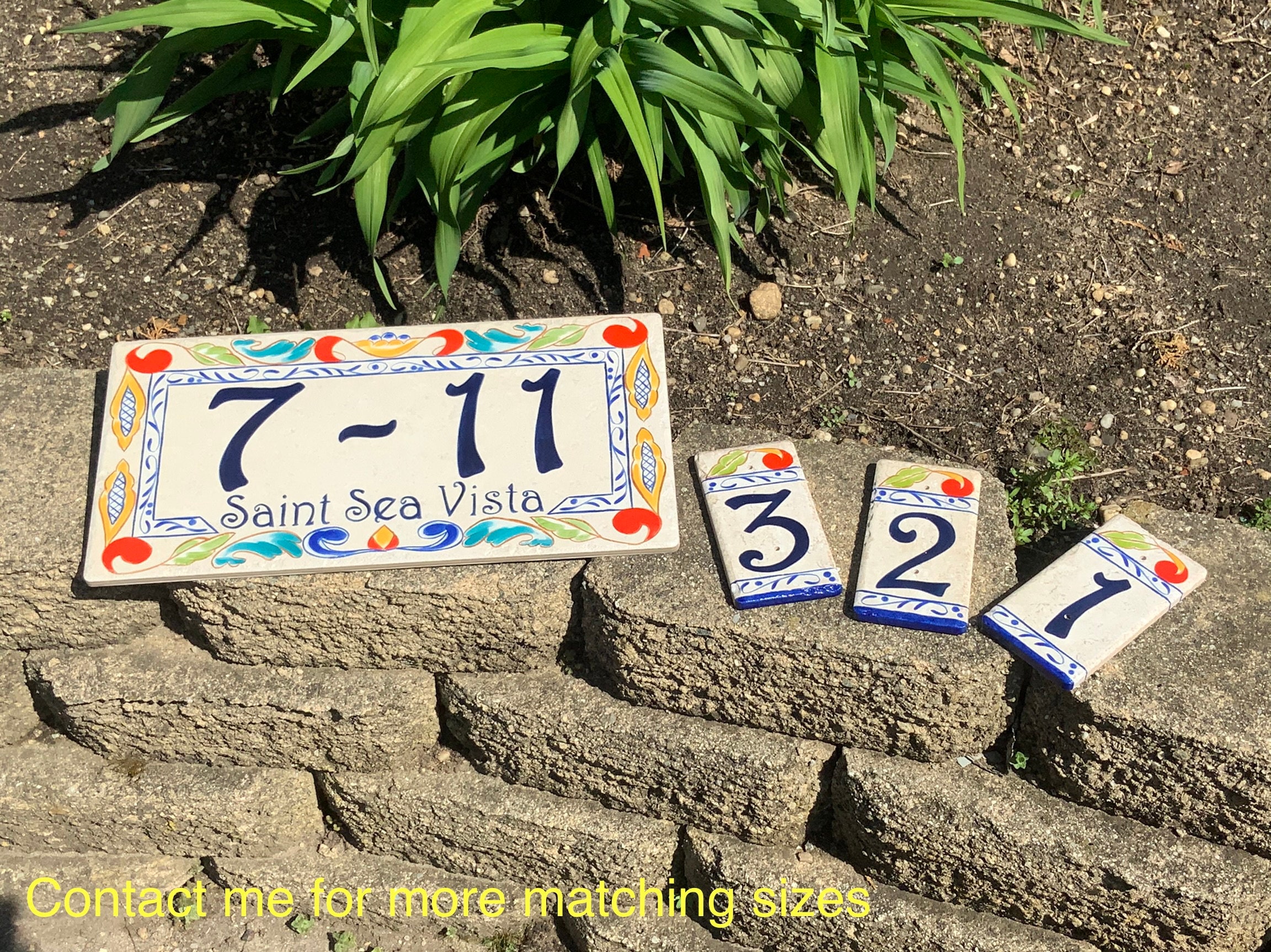 Spanish Decor House Sign Colorful House Numbers Plaque Custom | Etsy