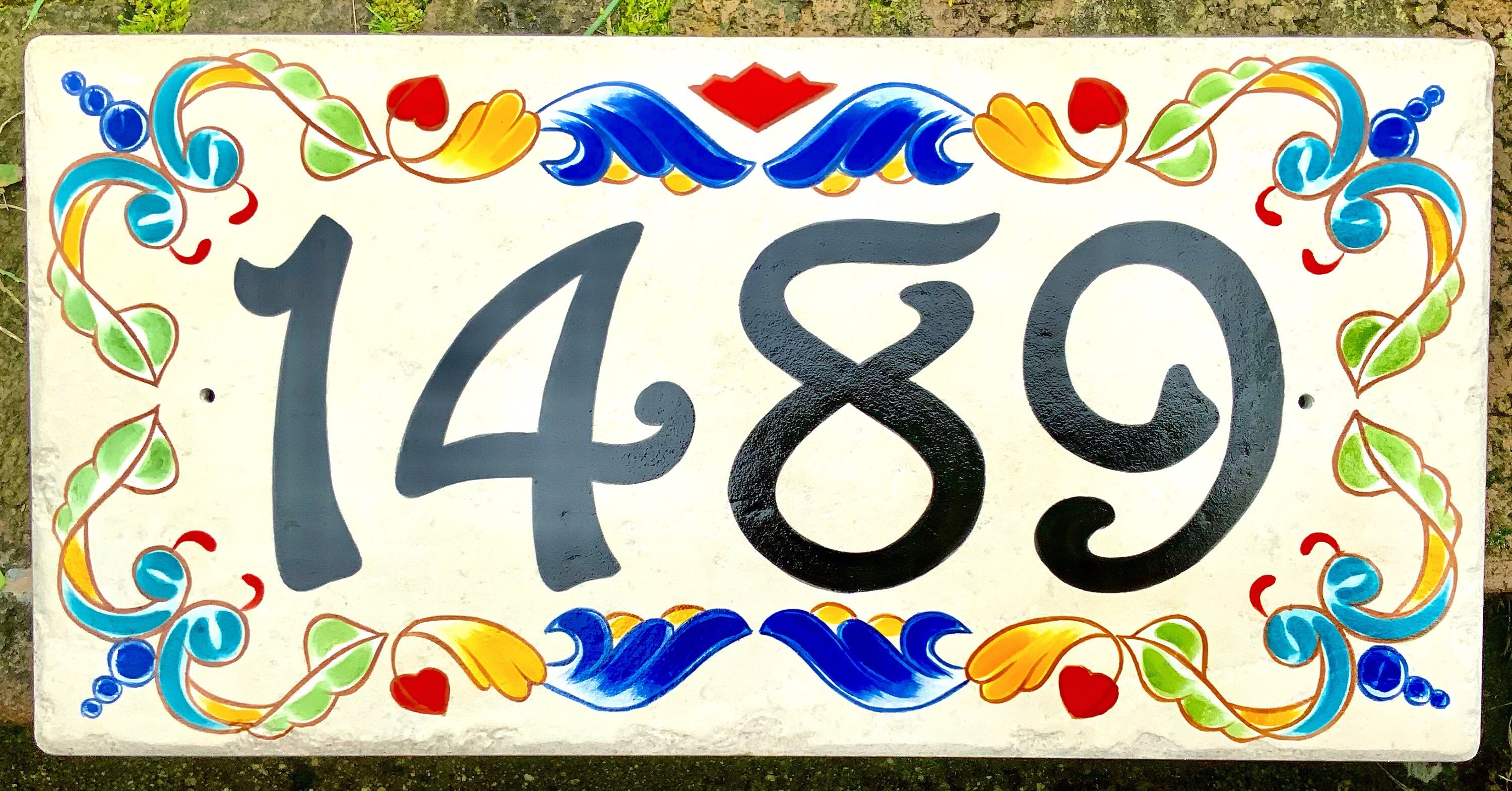 House Numbers Ceramic Custom Hand Painted Address Tiles | Etsy
