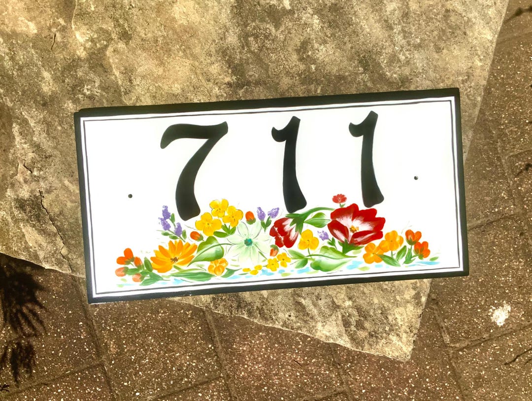 House Numbers, House Number Plaque, House Number Sign, Hand Painted ...