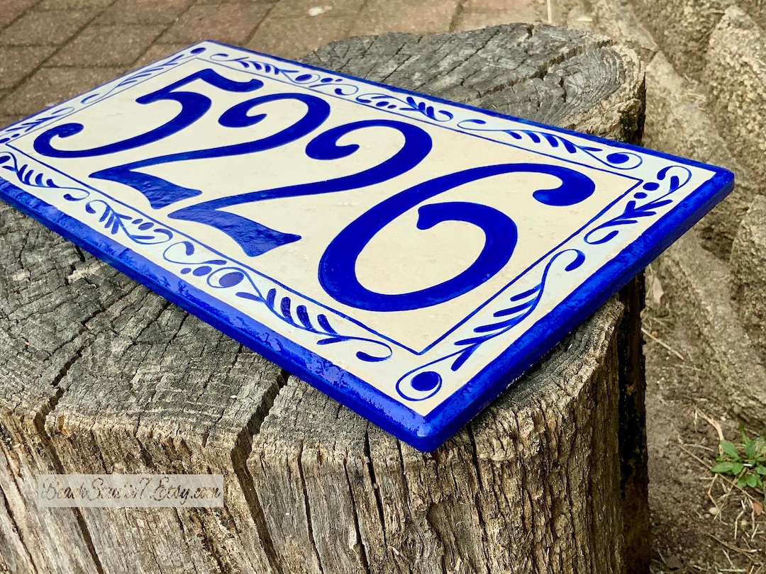 Visible 5 Inch High House Numbers Custom Hand Painted Address Tiles ...