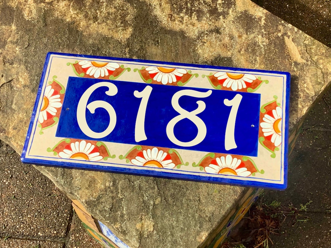 Cobalt Blue Italian House Numbers Plaque, Ceramic House Numbers ...