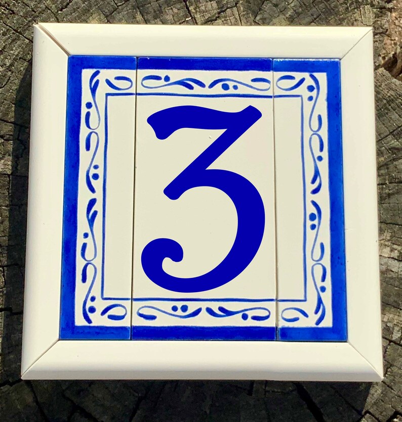 House Numbers With Frame Custom Address Tiles Sign Ceramic - Etsy