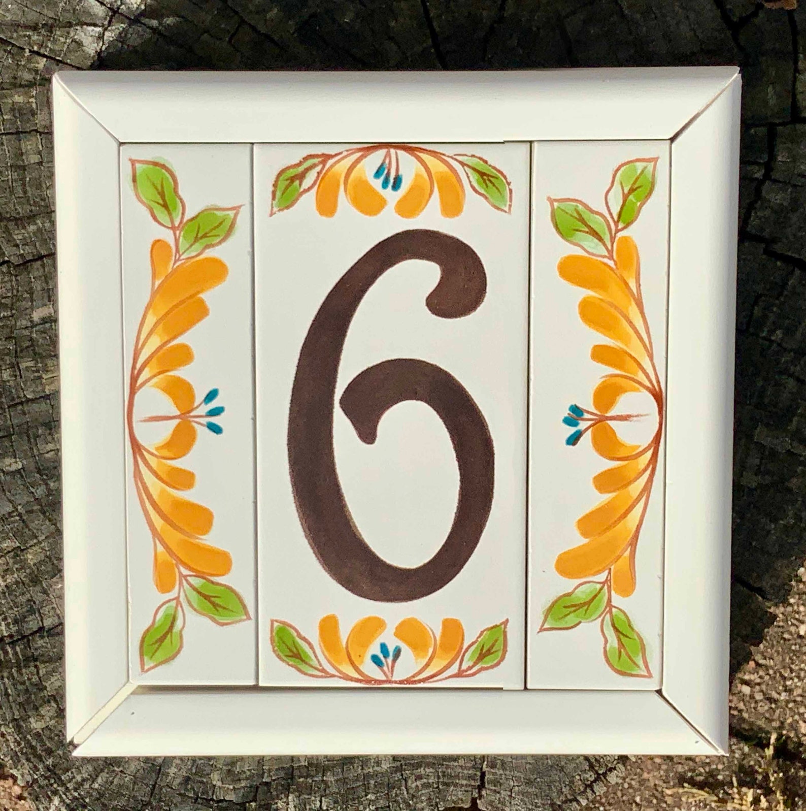 House Numbers With Frame Custom Address Tiles Sign Ceramic | Etsy