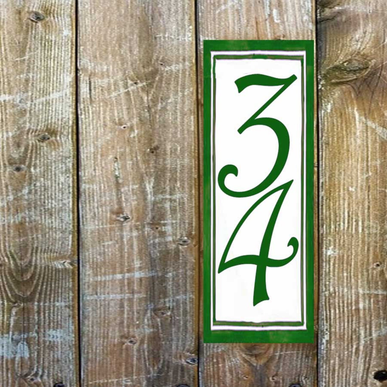 Custom Vertical Porcelain House Number Sign, Fence Post Address Plaque ...