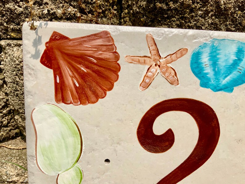 Shells House Number Plaque Personalized Nautical House Sign | Etsy