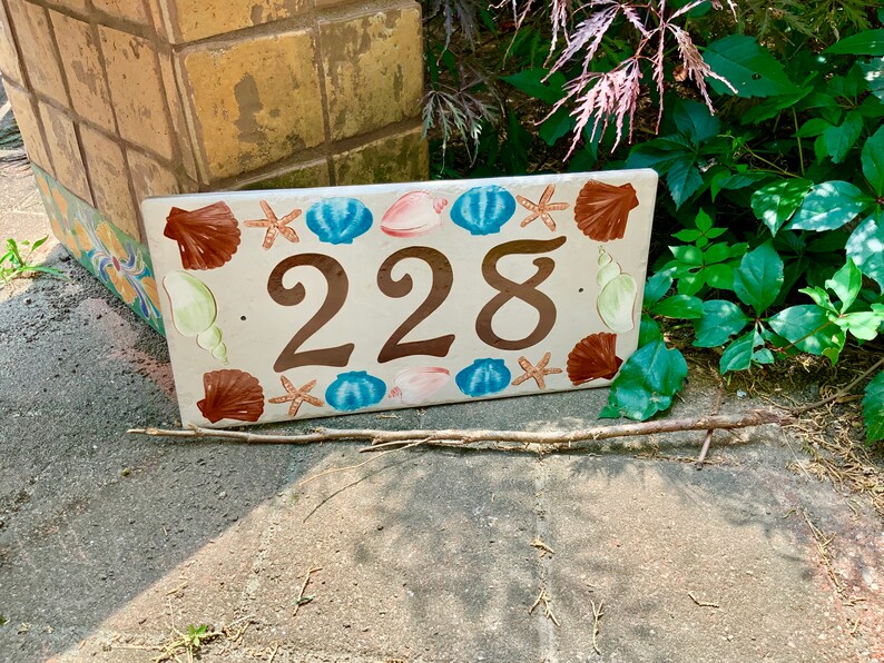 Shells House Number Plaque Personalized Nautical House Sign | Etsy
