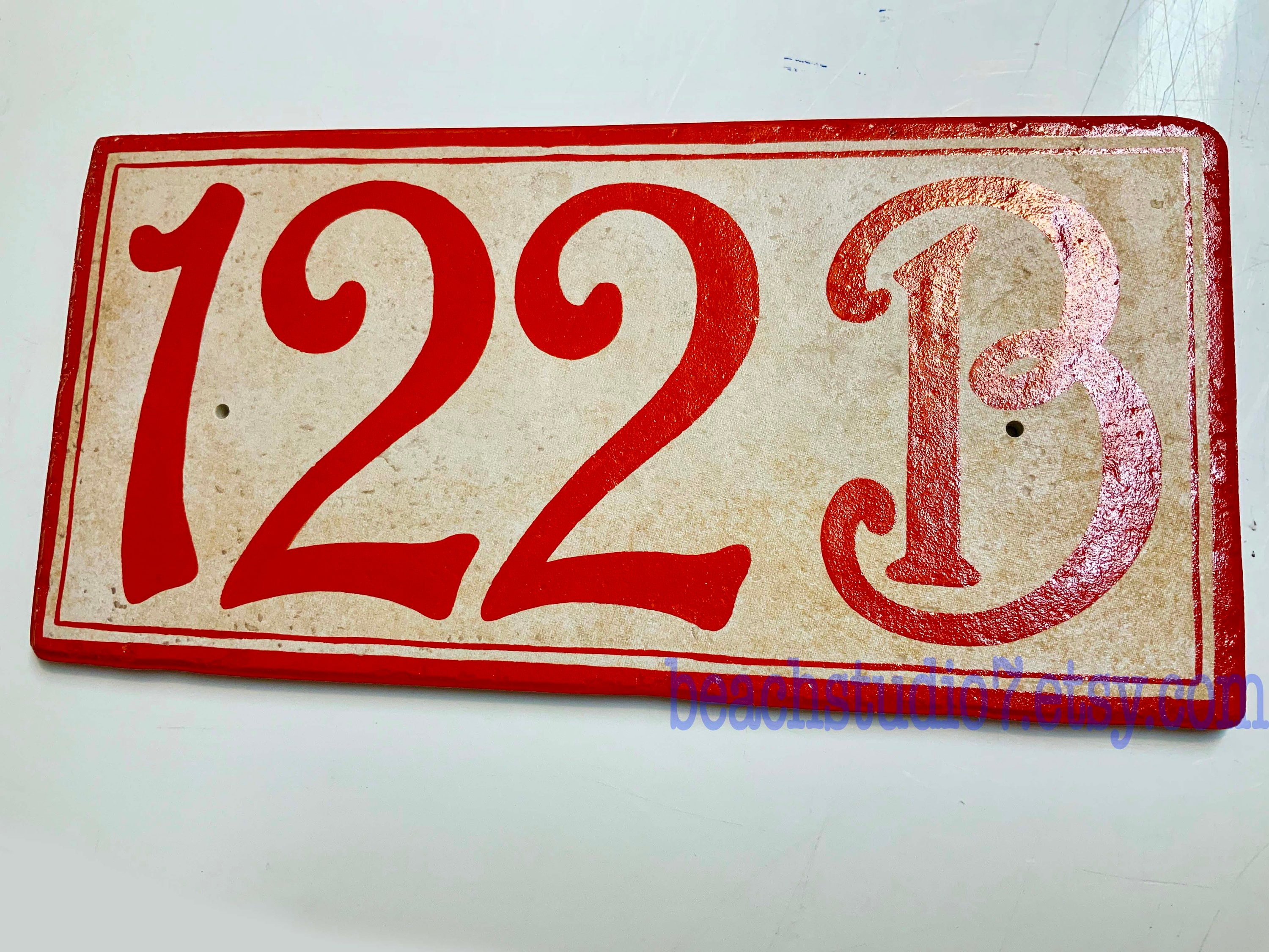 Red House Numbers Rustic Address Number Plaque Outdoor Sign | Etsy