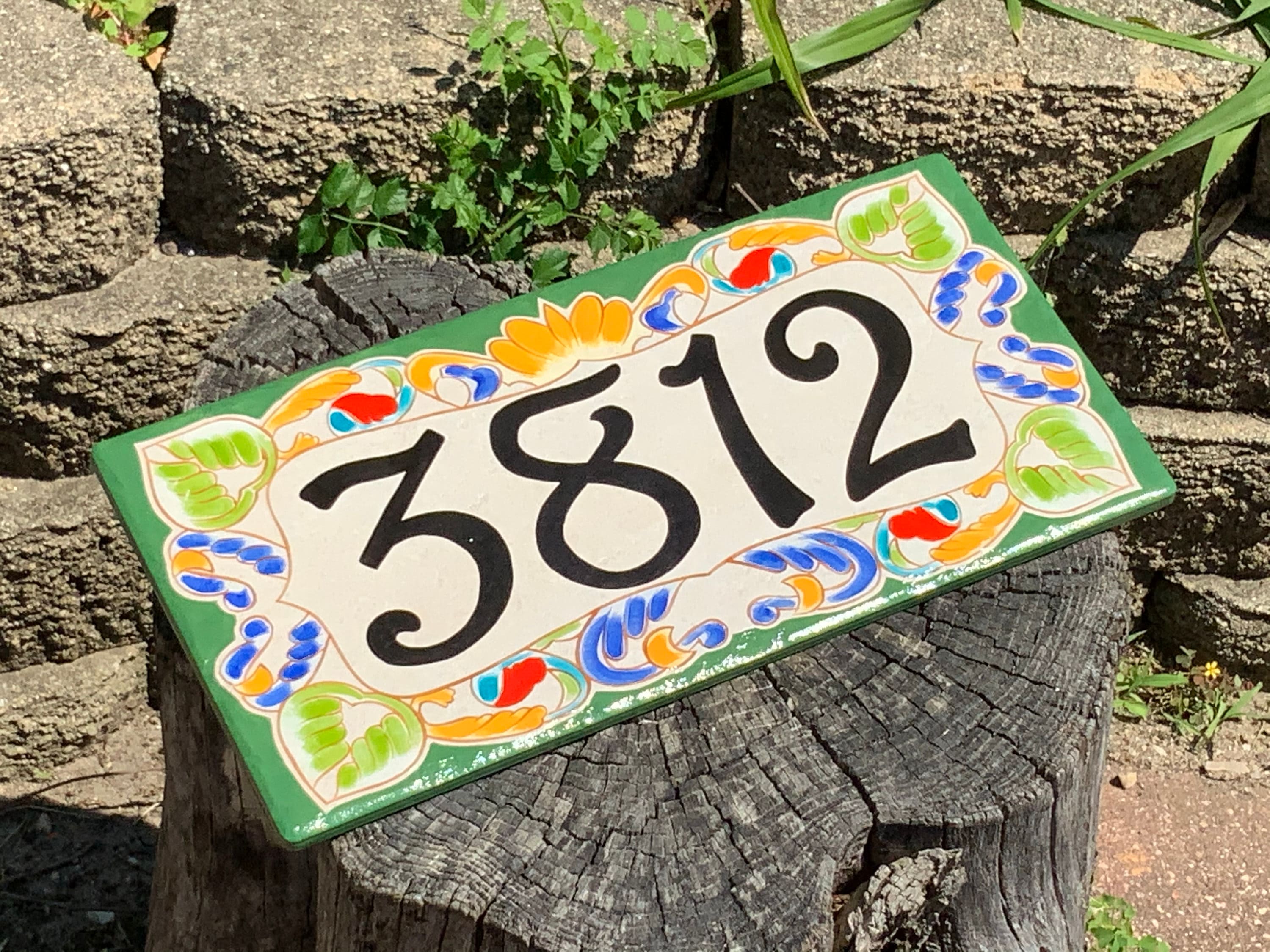 Hand Painted Porcelain House Number Plaque - Colorful Address Sign - Etsy