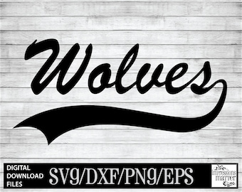 Sports Clipart: Black Script "wolves" Team Name Cutout of Large Varsity ...