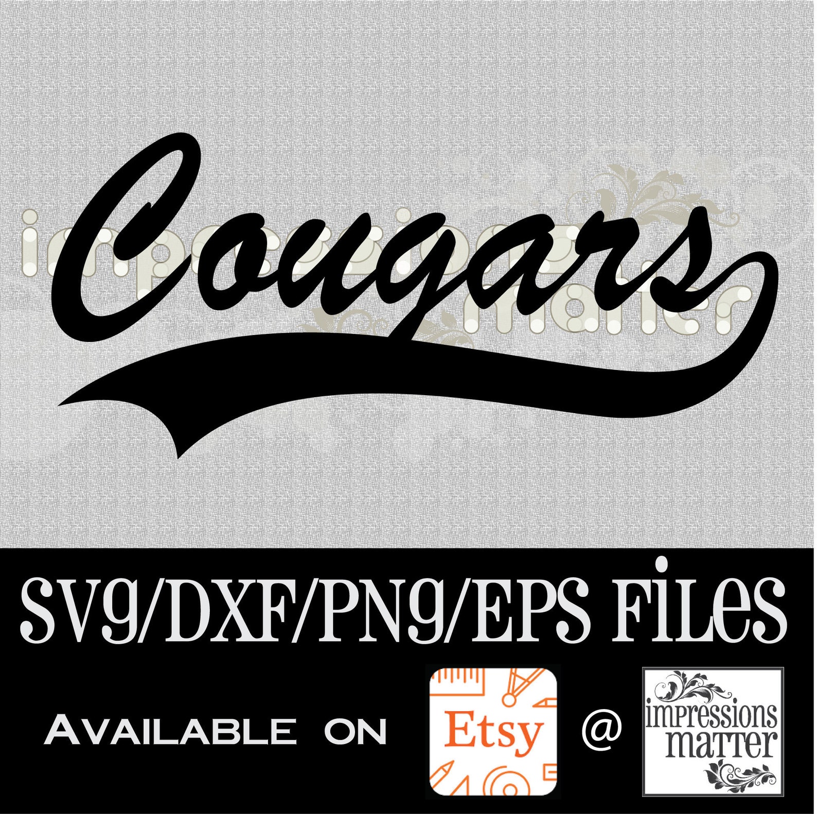 Cougars Script Digital Art File SVG and DXF File for | Etsy