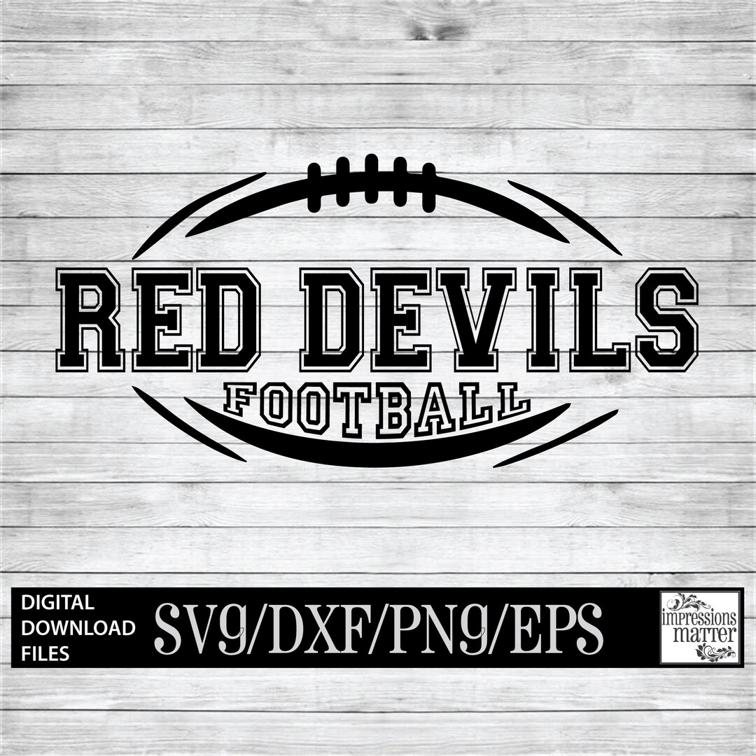 Red Devils Football - Digital Art File - SVG and DXF File for Cricut ...
