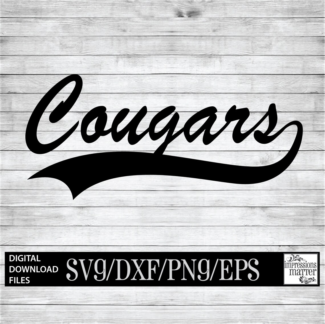 Cougars Script Digital Art File SVG and DXF File for | Etsy