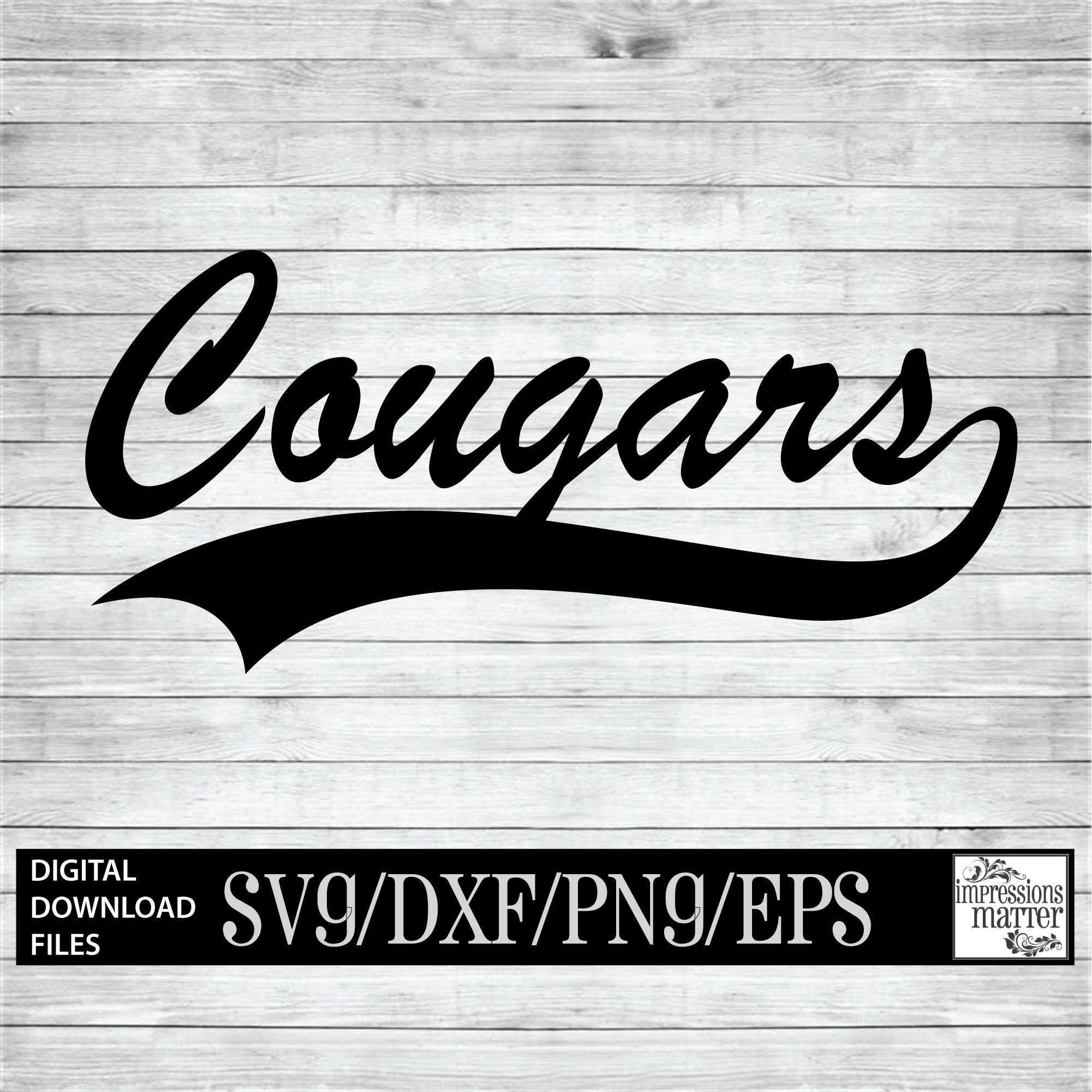 Cougars Script Digital Art File SVG and DXF File for - Etsy