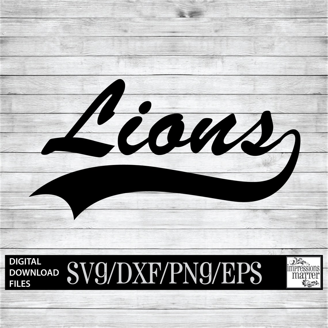 Lions Script Digital Art File SVG and DXF File for Cricut | Etsy