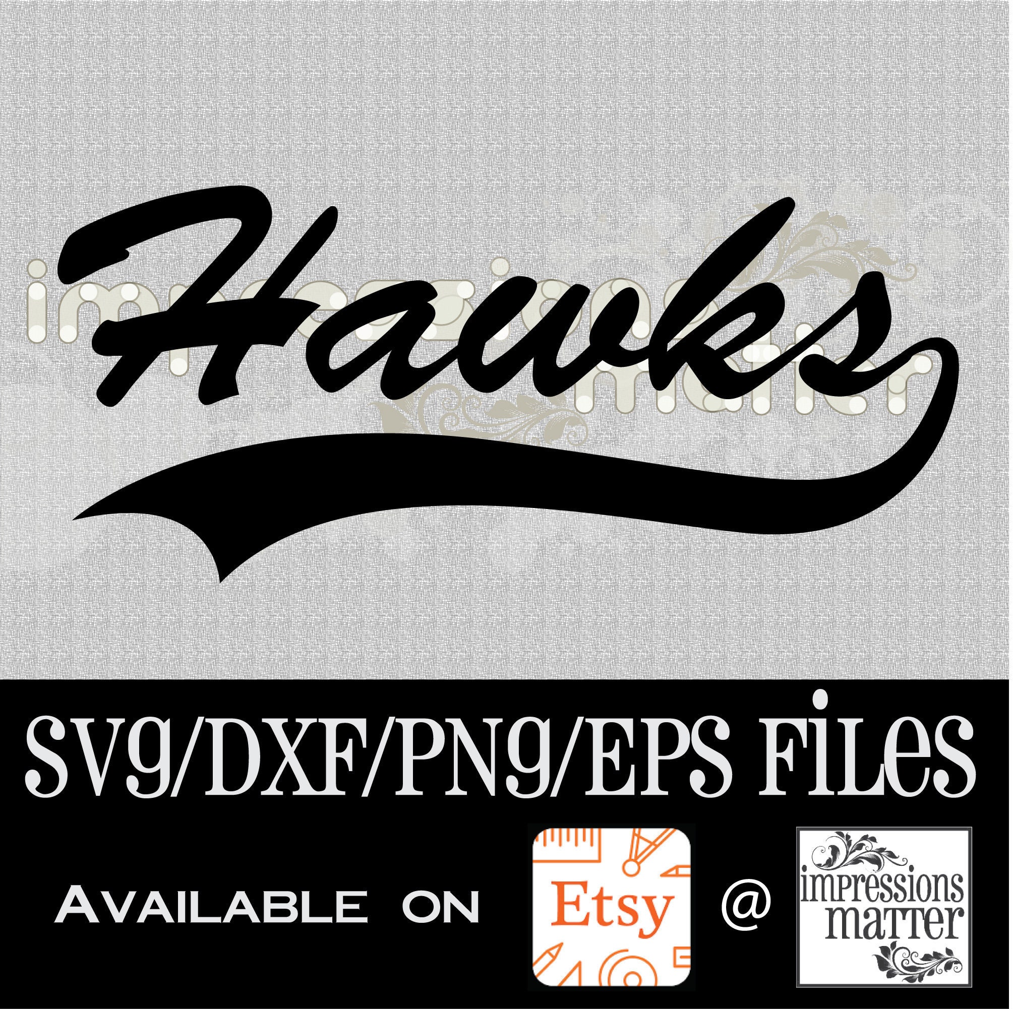 Hawks Script Digital Art File SVG and DXF File for Cricut - Etsy