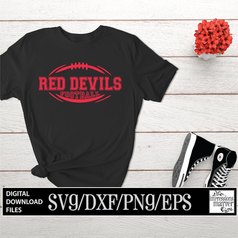 Red Devils Football - Digital Art File - SVG and DXF File for Cricut ...