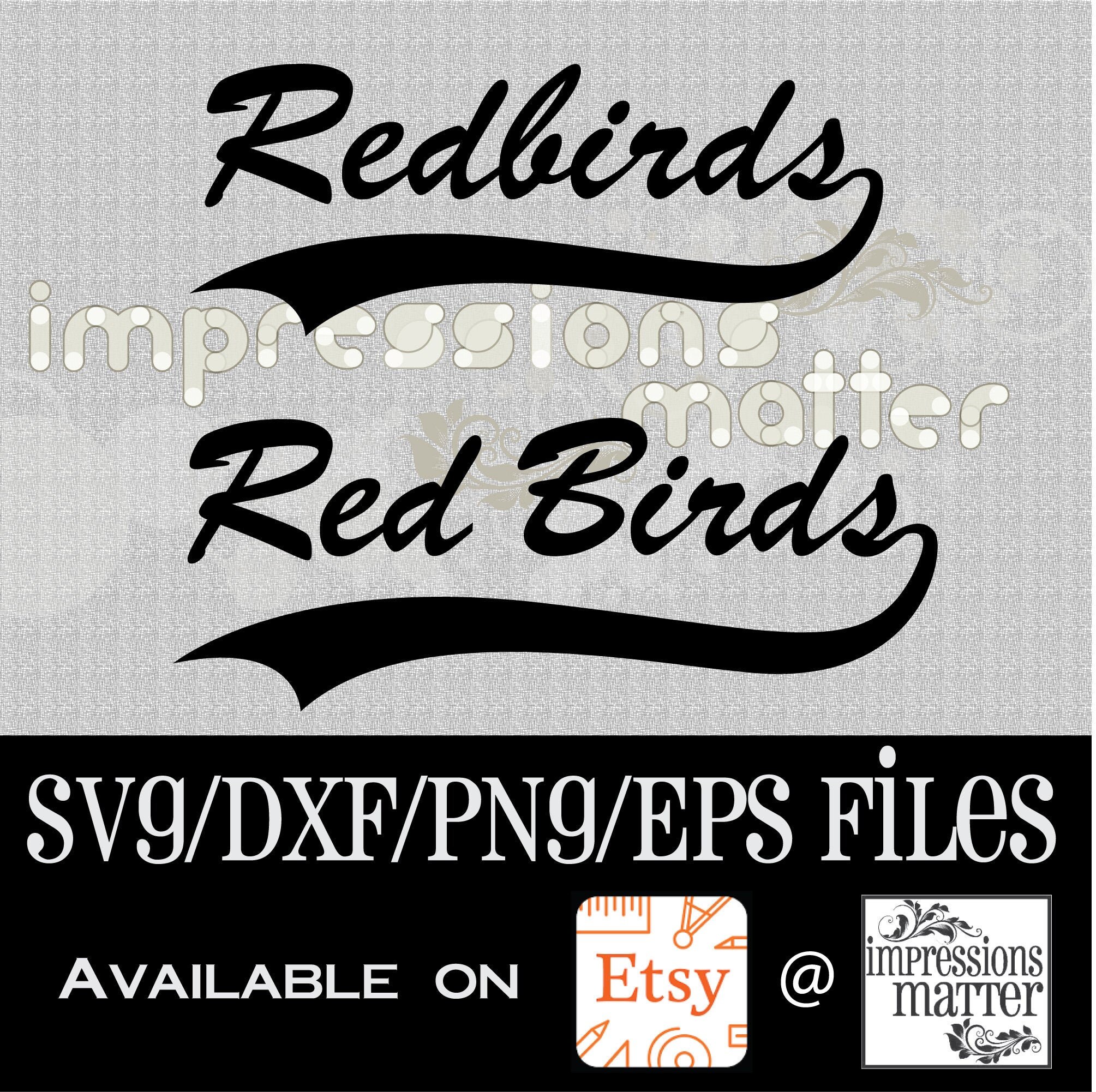 Redbirds Script Digital Art File SVG and DXF File for - Etsy