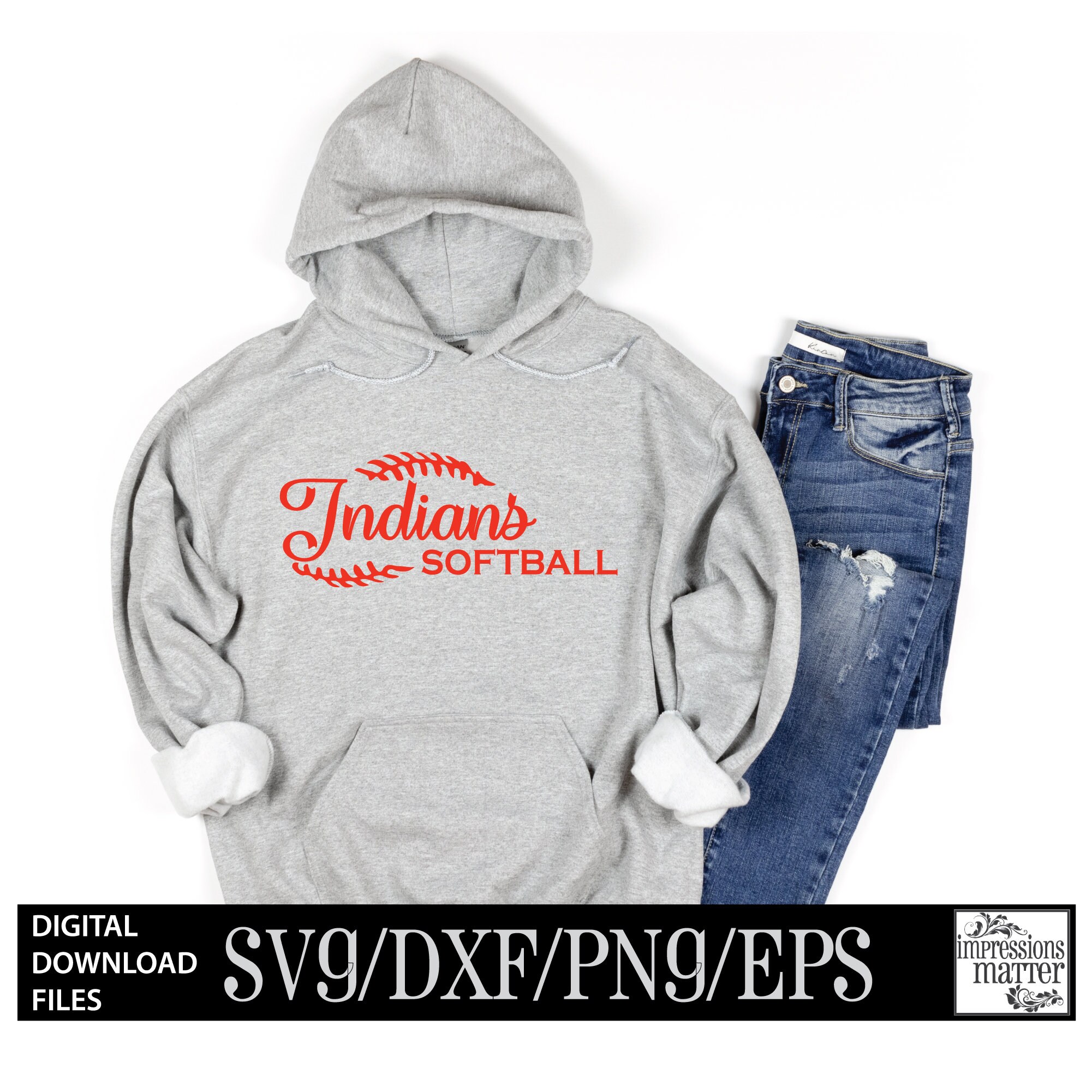 Indians Softball Logo SVG DXF: Team Mascot Digital File (digital ...