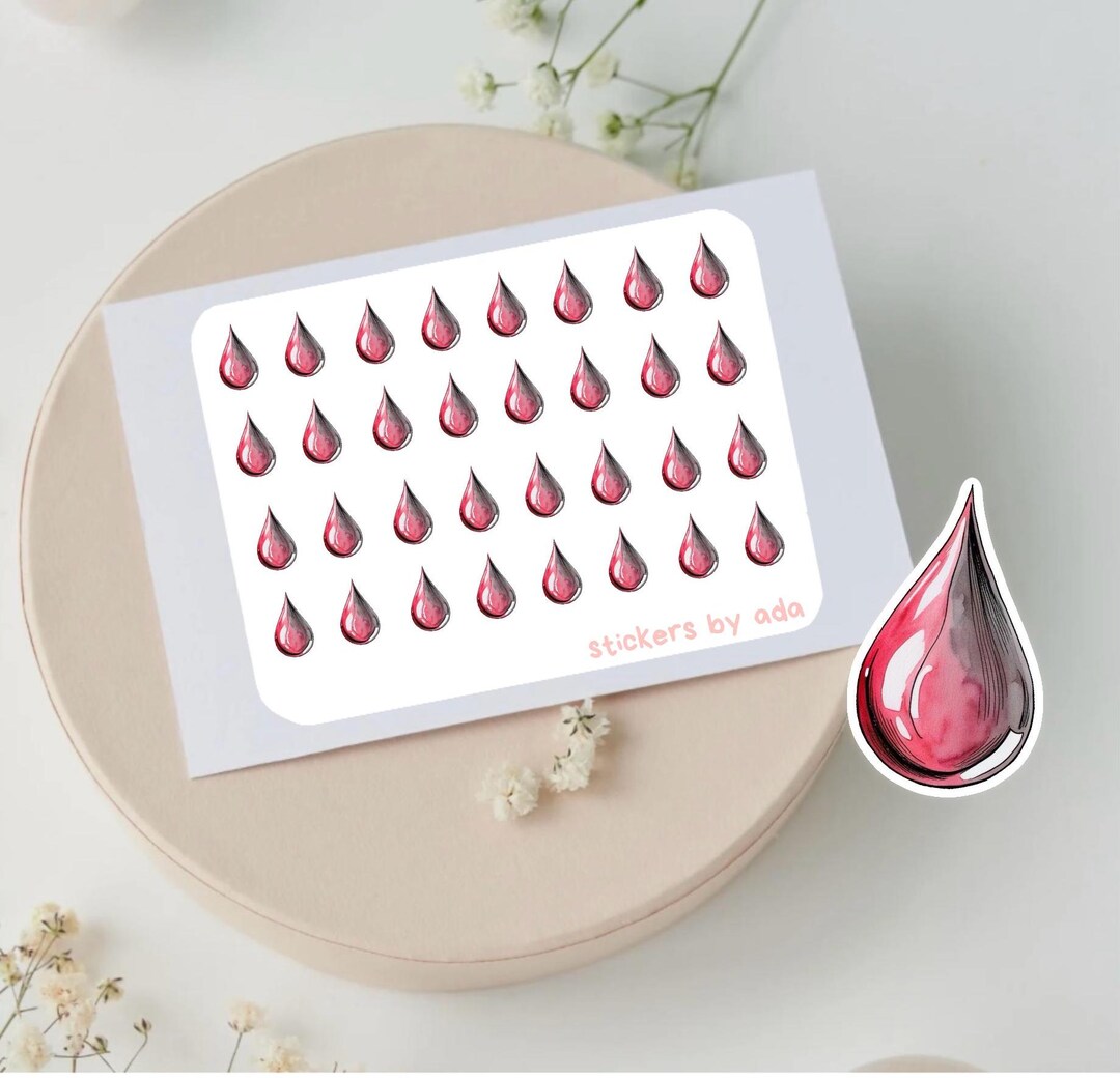 Mini Drop of Blood, Water, Fluid. Stickers to Use in a Daily Planner ...
