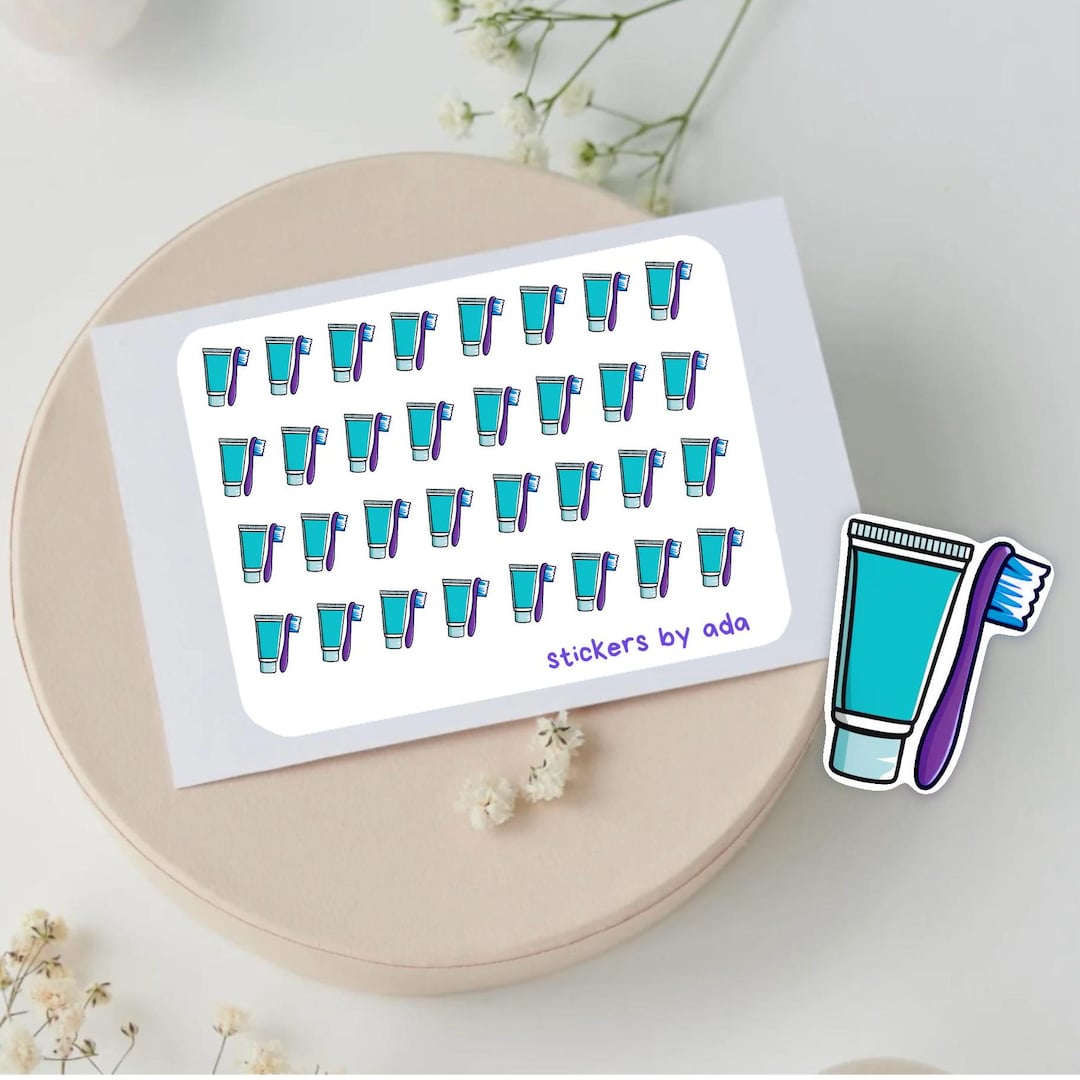 Mini Toothpaste and Toothbrush Planner Stickers - Etsy