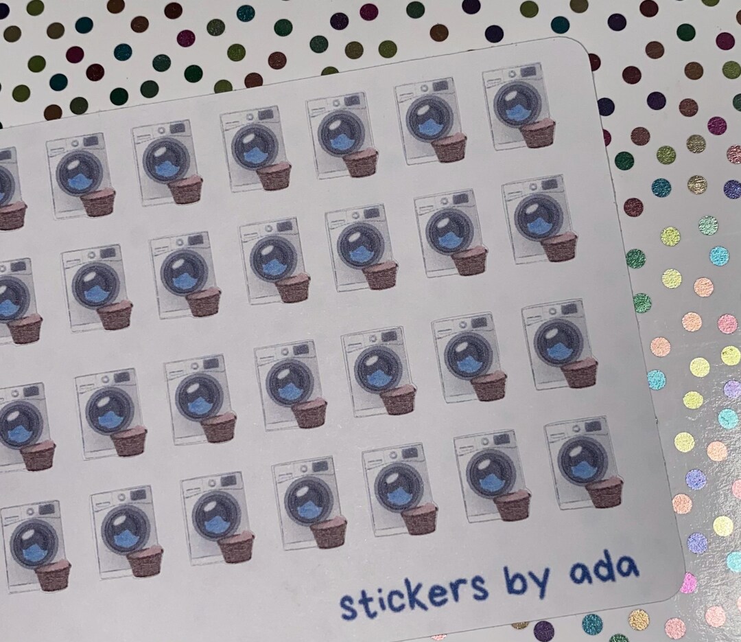 Mini Washing Machine Stickers to Use in a Daily Planner, Bullet Journal ...