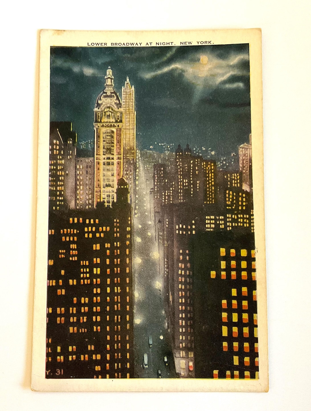 Antique Lower Broadway NYC Postcard: Singer & Woolworth Buildings ...