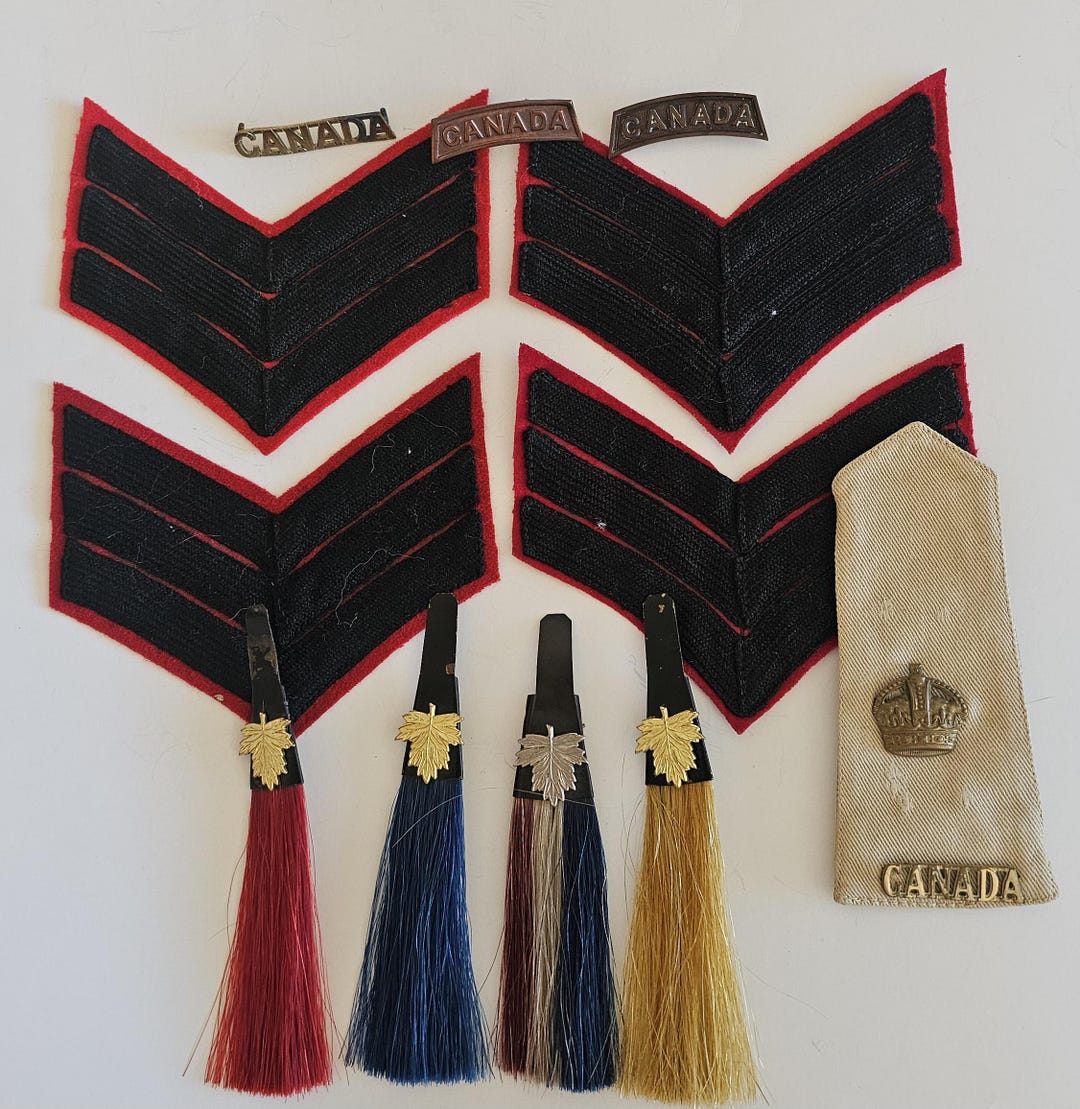 WWII Canadian Army Insignia Lot – Sergeant Chevrons, King's Crown ...