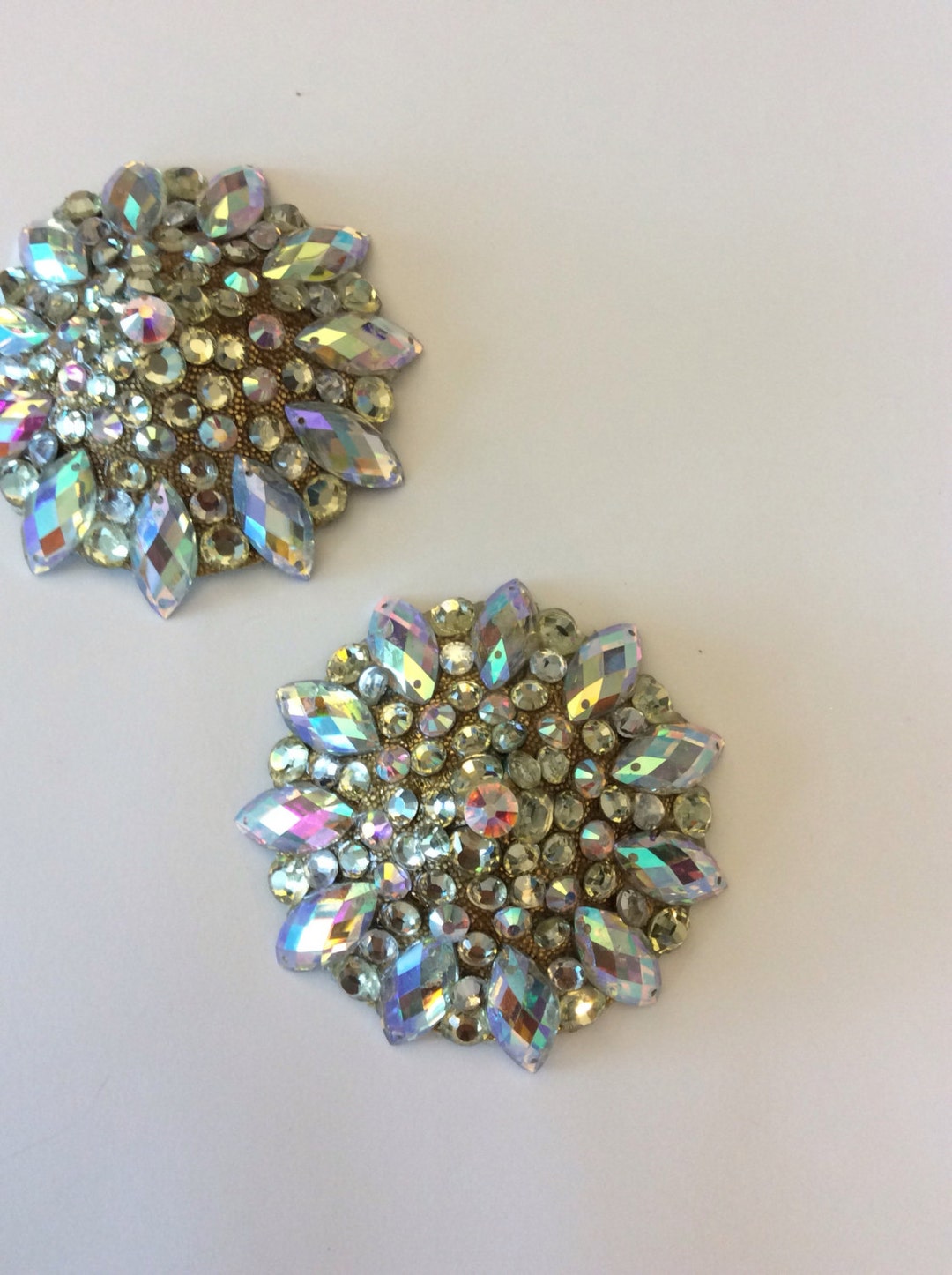 Crystal AB Pasties, Pointy Stones, Gold Base, Champagne Stones - Etsy