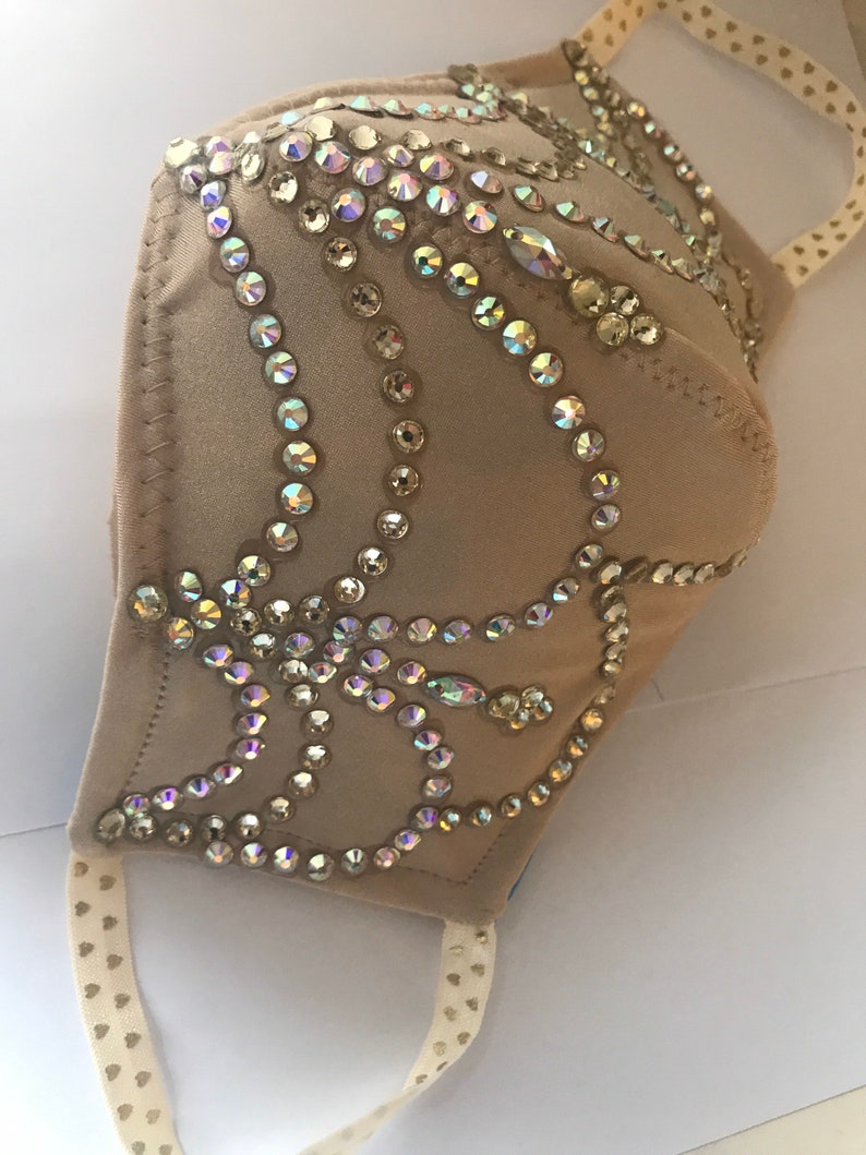 Rhinestoned Bejeweled Beaded Face Mask Cover Fashion Mask | Etsy