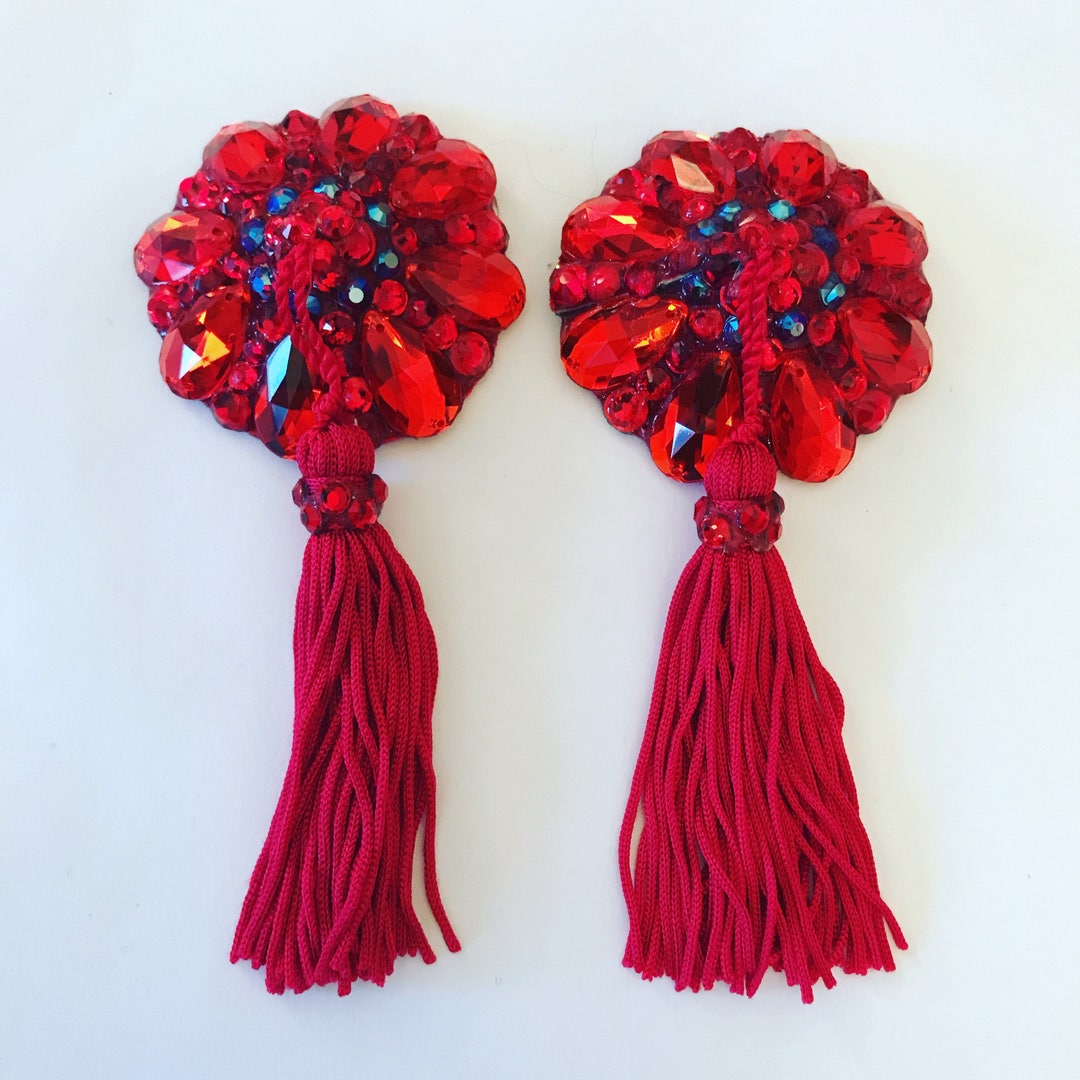 NEWBIE PASTIES Red Pasties With Tassels - Etsy