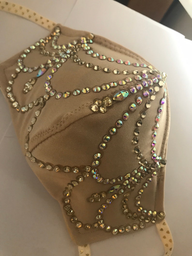 Rhinestoned bejeweled beaded face mask cover fashion mask | Etsy
