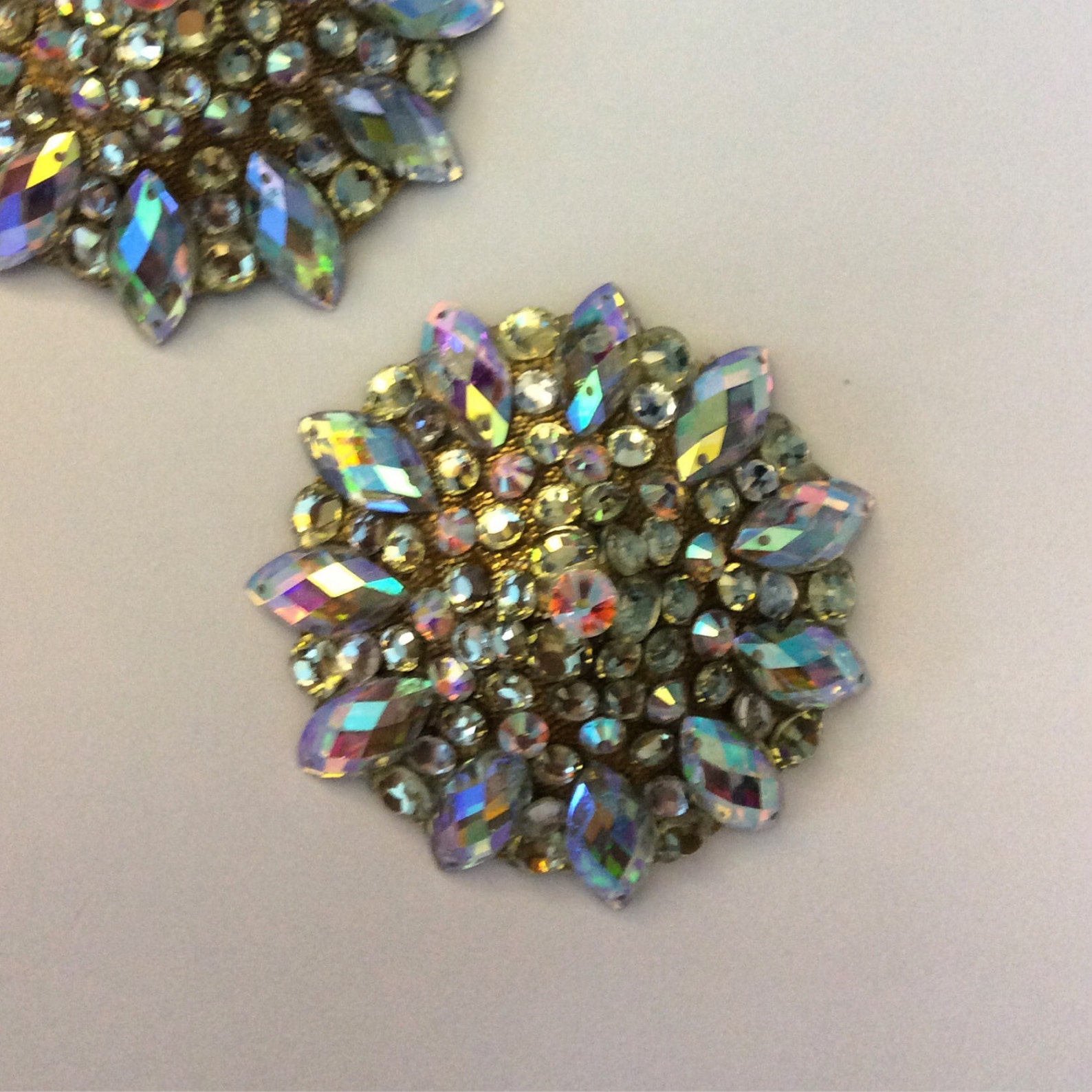 Crystal AB Pasties Pointy Stones Gold Base Champagne Stones - Etsy