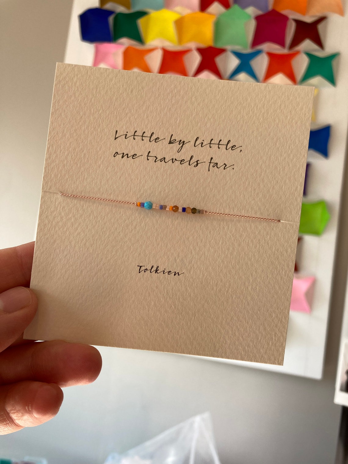 Friendship Bracelet - Multi Bead and Stone Reminder Bracelet on Light ...