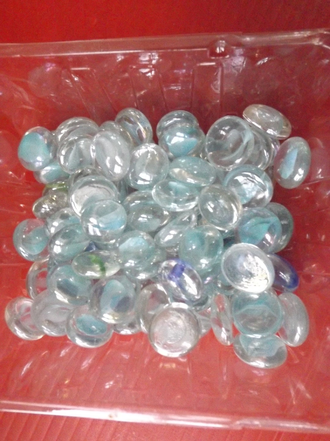 100 MINI Glass Gems, Miniature Vase Fillers, Teal Color Glass Gems ...